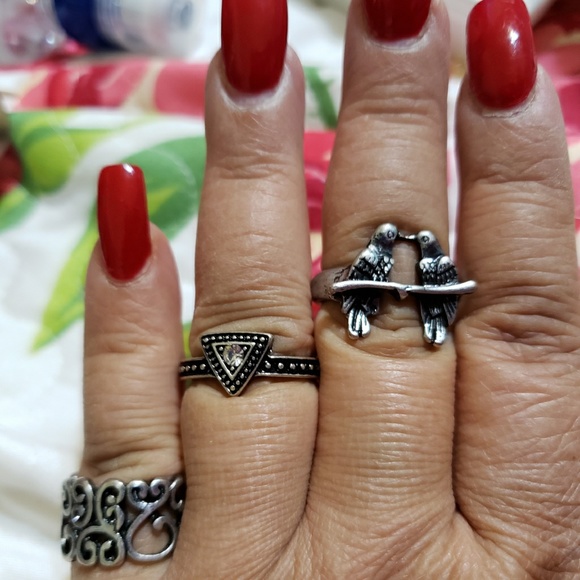 Jewelry | Set Of 3 Rings Love Birds Filiagree And Triangle | Poshmark